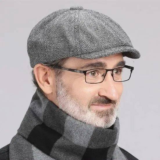Men's Beret Pointed Hat Mixed Stripe Gentleman's Newspaper Cap Unisex ...