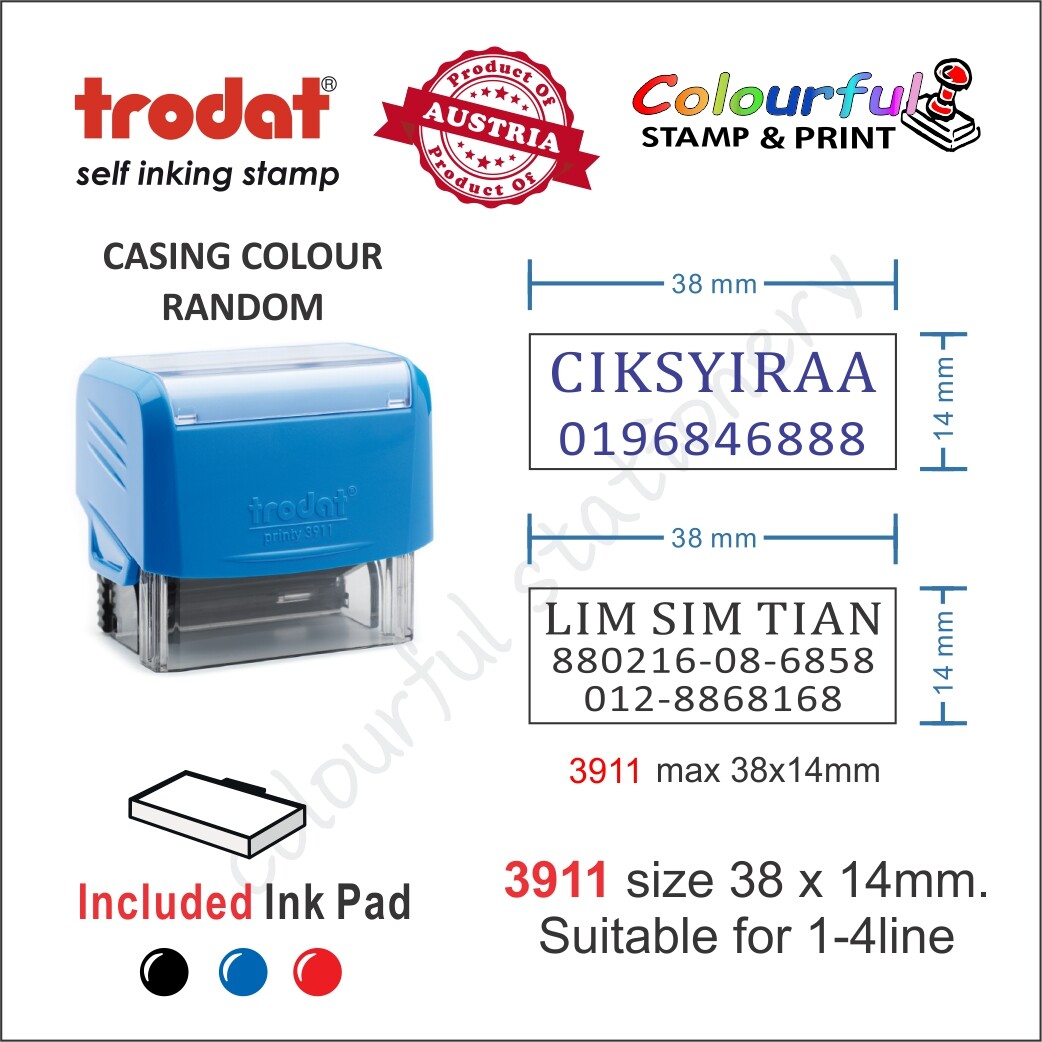 Trodat Self-inked Custom Made Rubber Stamp,Trodat3911,3912,3913. | Lazada