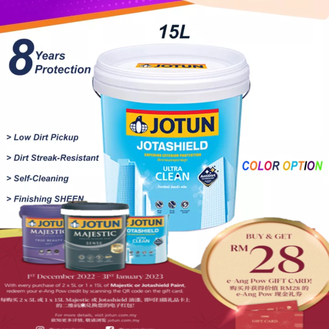 15L Jotun Jotashield Ultra Clean Antidirt Paint - Colour Option | Lazada
