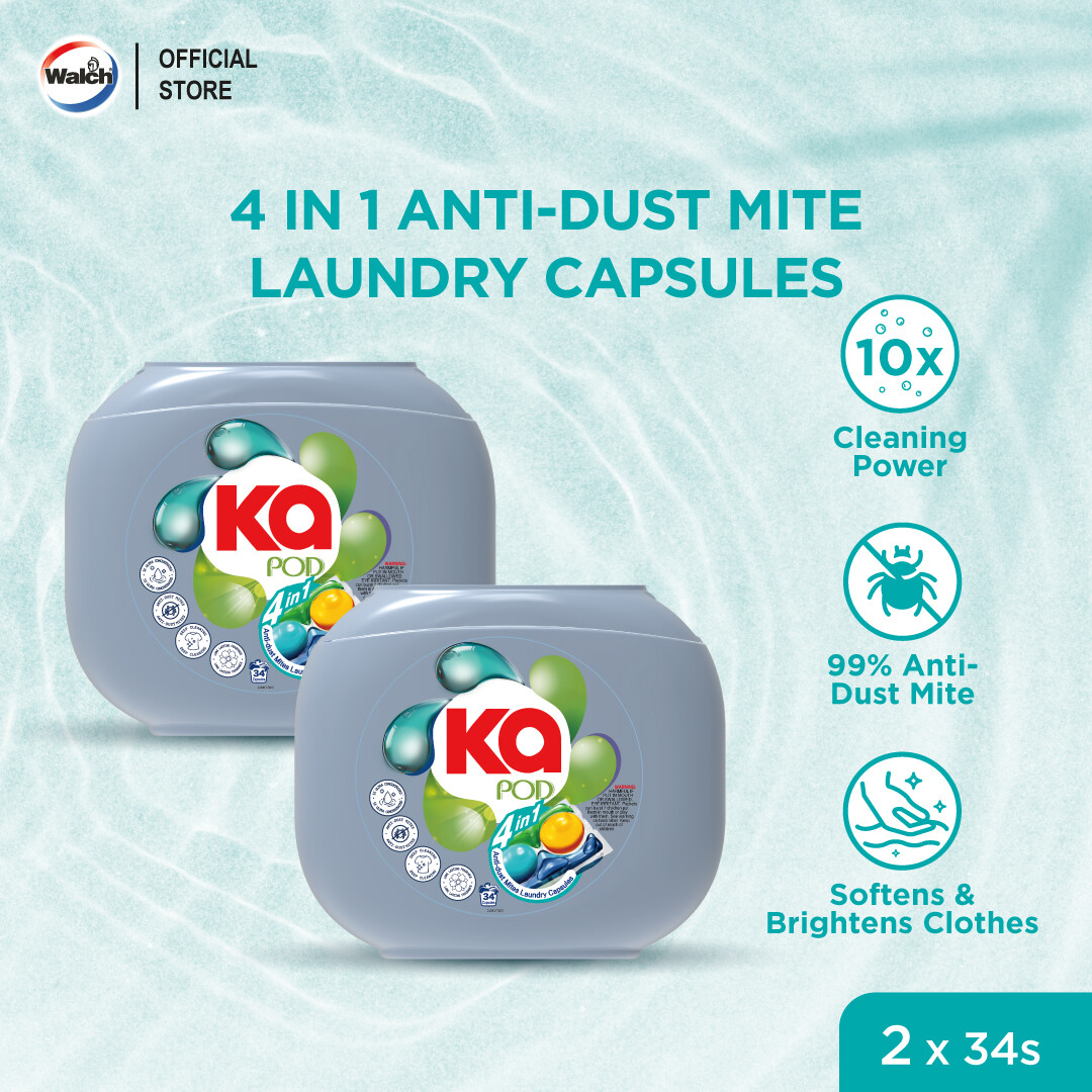 [TWIN PACK] KA Laundry Capsules Anti-dust Mite 16g x 34pcs | Lazada