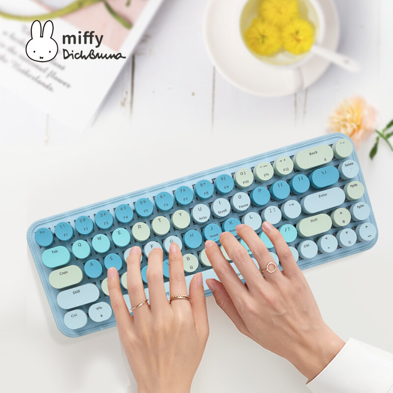 Miffy X MIPOW คีย์บอร์ดสามโหมด68คีย์ Whit2.4G ไร้สายบลูทูธแบบมีสาย Win ...