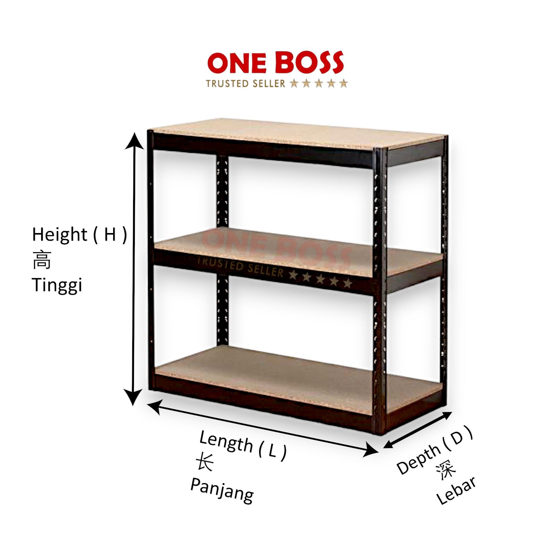 ONE BOSS 3 LEVELS HIGH QUALITY BOLTLESS RACKING HOME STORAGE WAREHOUSE ...