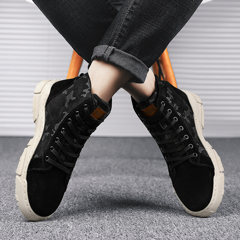 ยี่ห้อ Red Wing Kasut Kerja Lelaki สีดำแนวโน้ม Kasut Swat Vintage ผ้าใบ ...