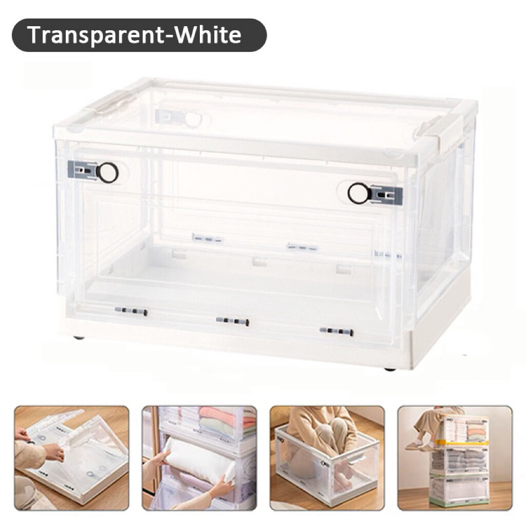 120L Large Capacity Foldable Storage Box Stackable Transparent Storage ...