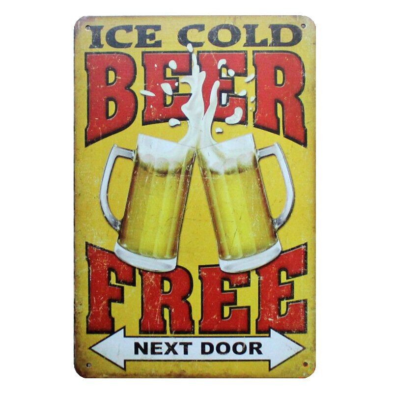 Free ICE Cold BEER Vintage Metal Tin Signs Home Bar PUB Decor Club ...