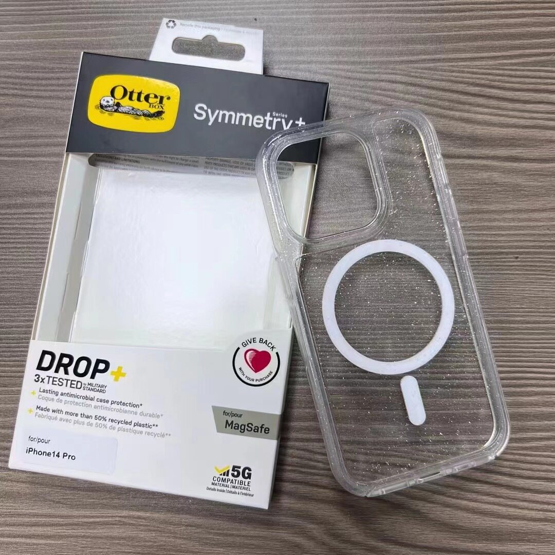 OtterBox SYMMETRY Series+ Transparent Antibacterial Case with Mag safe ...