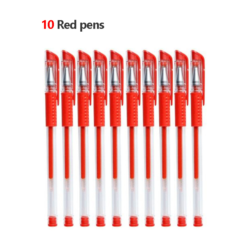 10 PCS School gel pens 0.5 mm ballpen Black blue red ballpoint ...