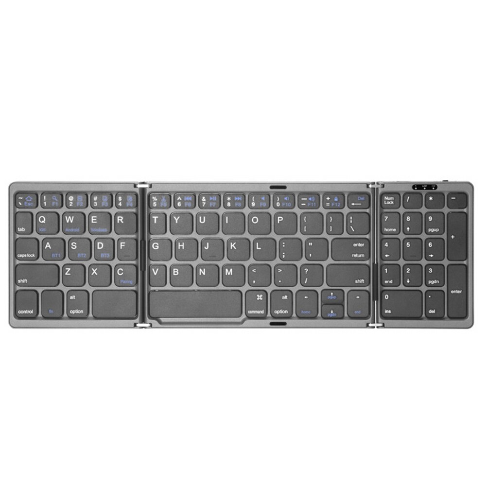 Portable Three Folding Bluetooth Keyboard Wireless Foldable Keypad For