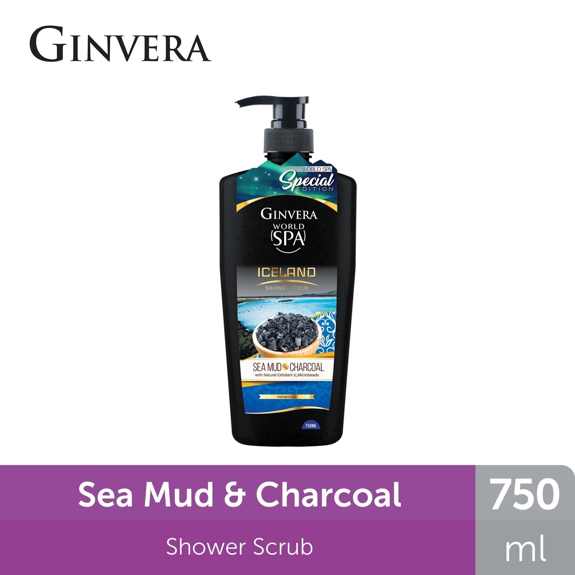 Ginvera World Spa Iceland Shower Scrub (Sea Mud & Charcoal) 750ml | Lazada
