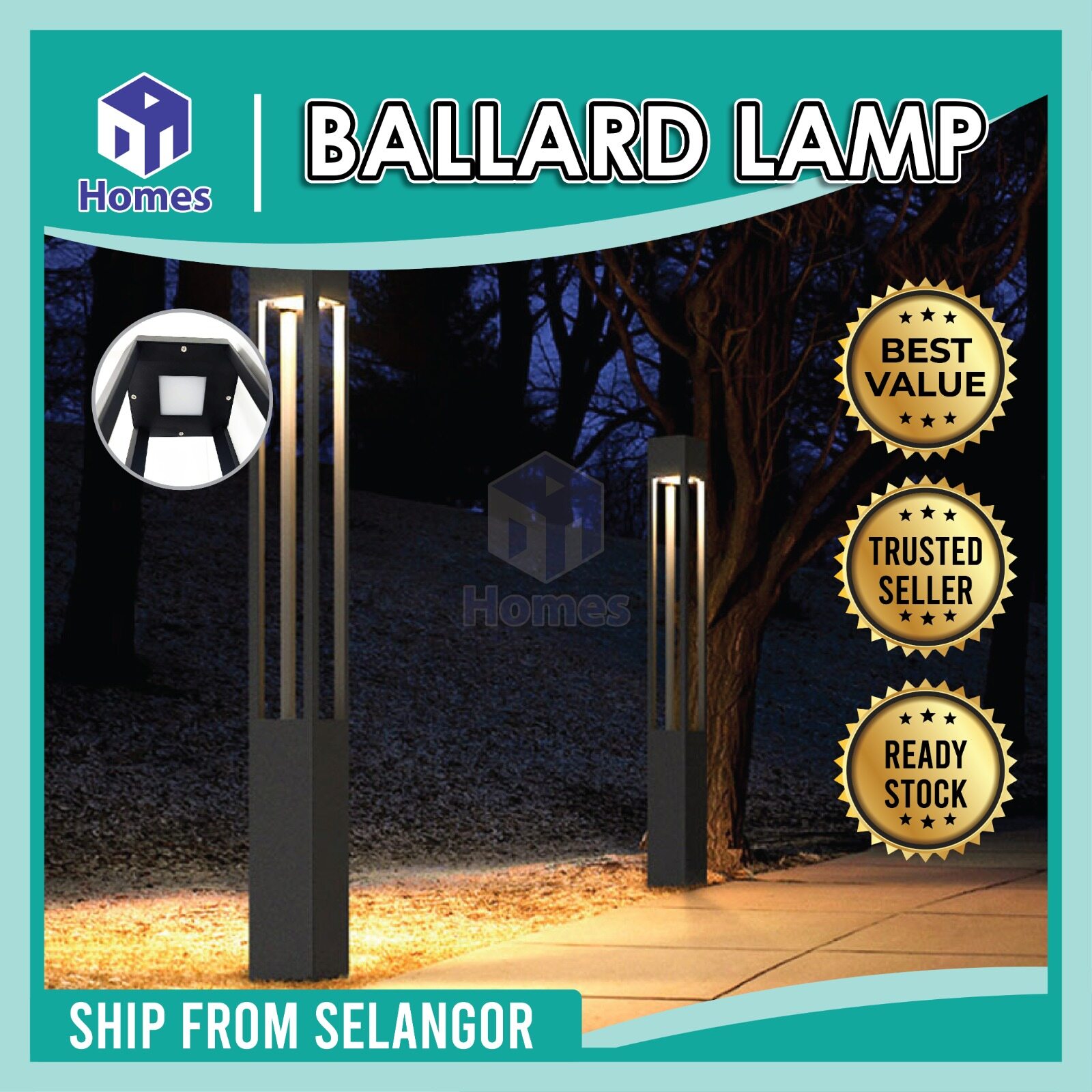 Outdoor LED Bollard Lamp 600mm Height 3000k | Lazada