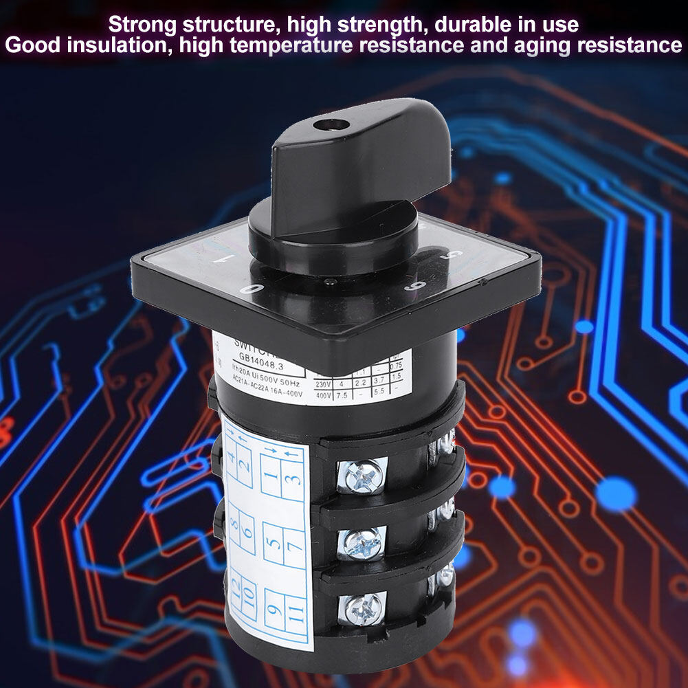 500V 2ตำแหน่งสวิตช์เปลี่ยน20A 7ตำแหน่ง12เทอร์มินัลล็อคประเภท0-1-2-3-4-5 ...