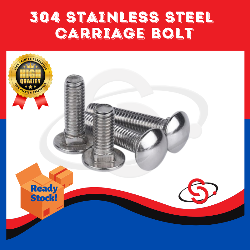 SCM SUS304 Stainless Steel Carriage Bolt 304 Skru Fastener 不锈钢螺丝 Tools ...