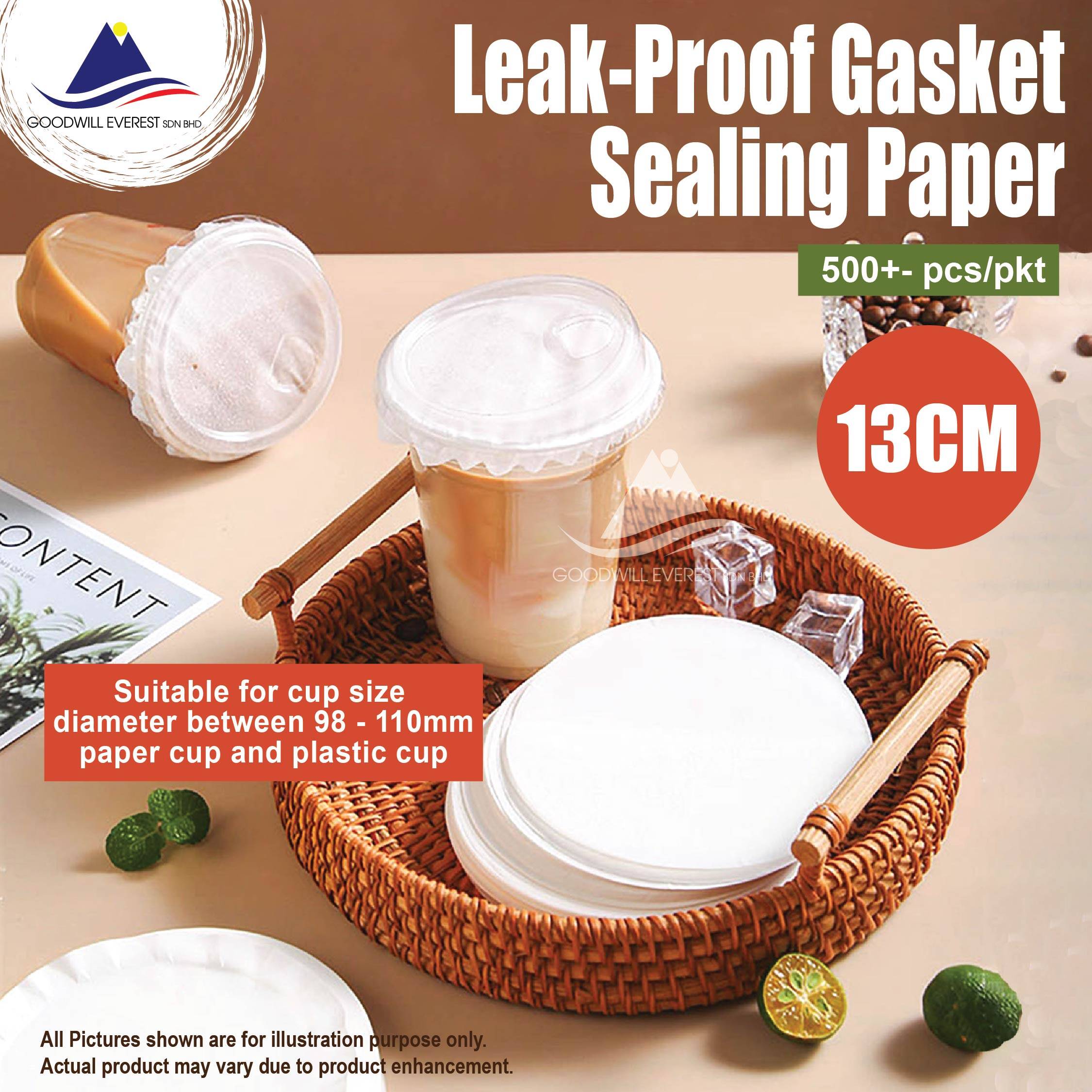 13CM Leak-Proof Gasket Sealing Paper for Takeaway Drinks Cup Lid (500 ...