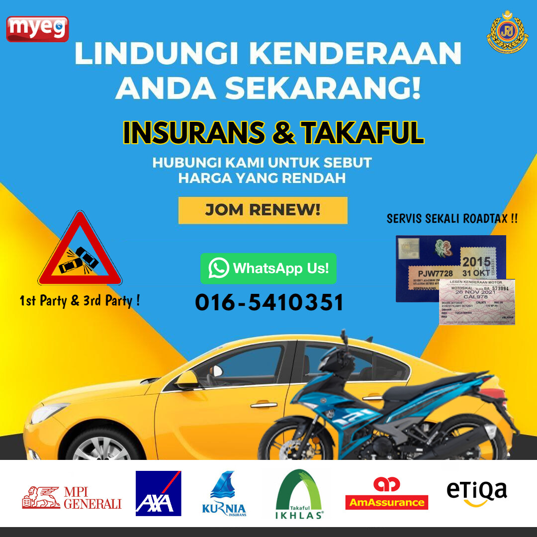 RENEW VEHICLE INSURANS / TAKAFUL WITH ROADTAX SERVICE | Lazada
