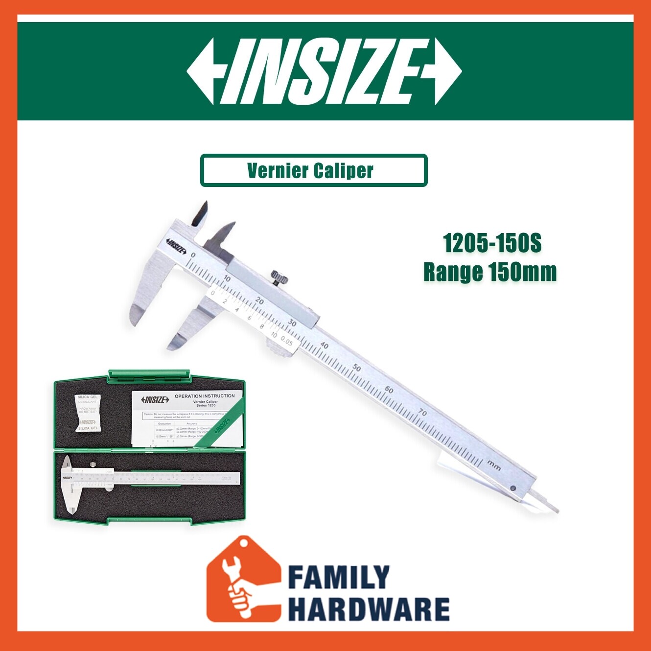 INSIZE 1205-150S Vernier Caliper 150mm 6" Angkur Vernier 卡尺 测量 1205150S ...