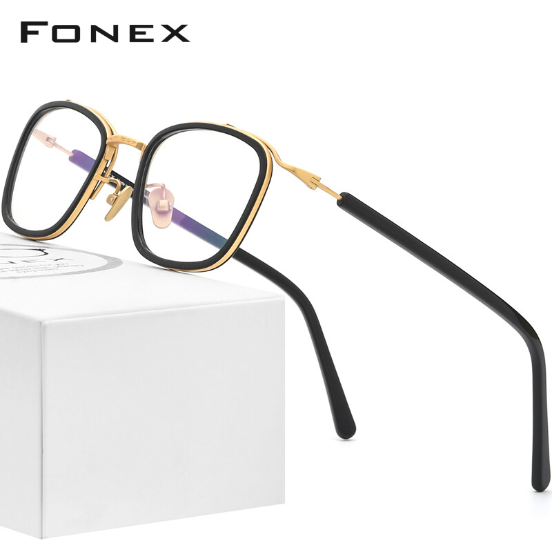 Fonex Acetate Titanium Glasses Frame Men 2022 New Vintage Retro Square