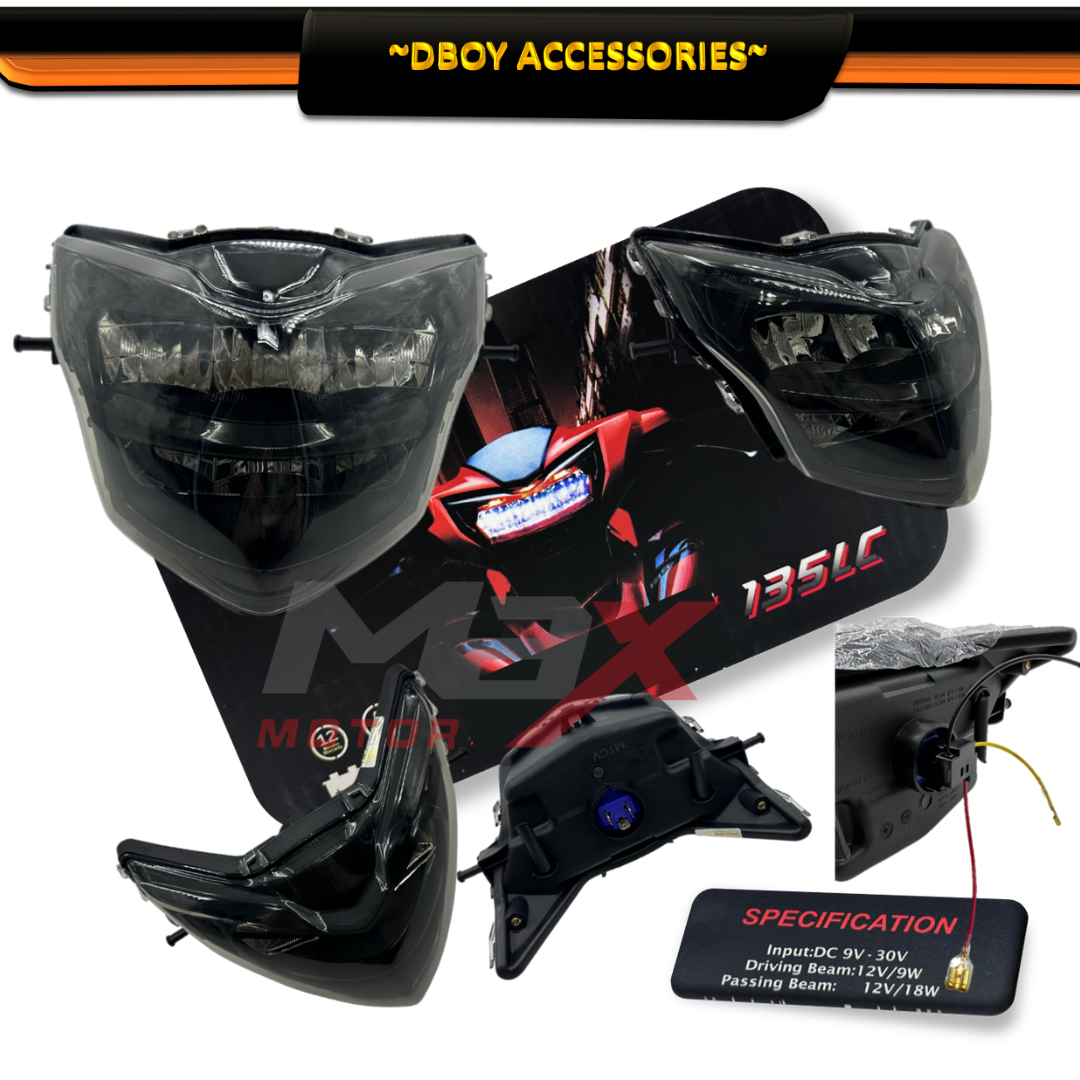 SMOKE LED HEAD LAMP ZPT NEW VERSION LC135 V1-V6/Y15ZR V1/Sym-Vf3i/EX5 ...