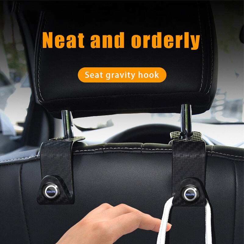 4PCS รถอุปกรณ์เสริมคาร์บอนไฟเบอร์ Hooks สำหรับ Volvo S60 S90 740 S70 ...