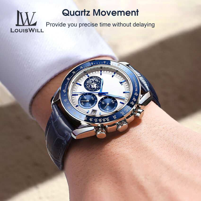LouisWill Men Watches Genuine Leather Casual Fashion Business Watch Men ...