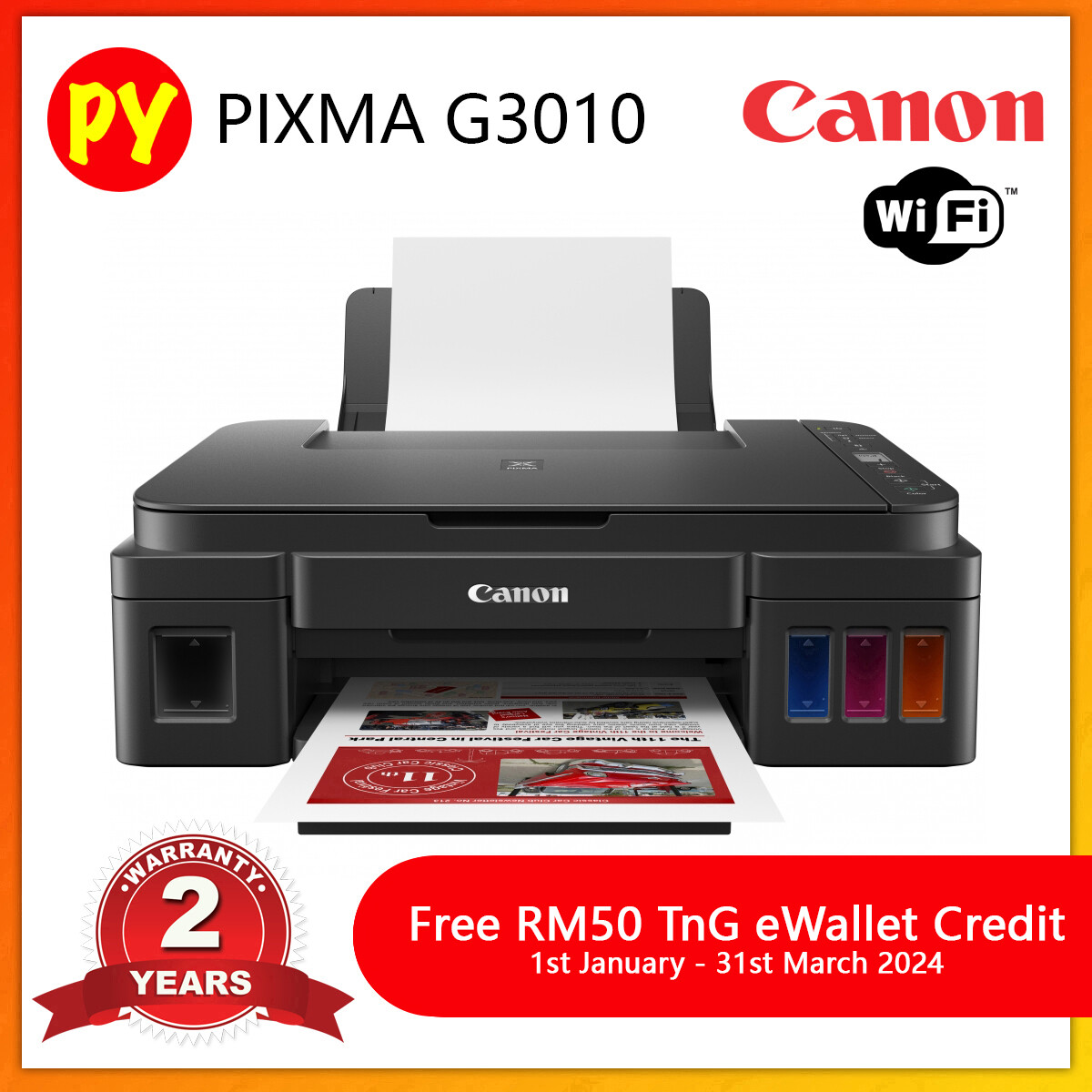 Canon PIXMA G3010 (Print, Scan, Copy, WiFi) using ink GI-790 BCMY & 2+1 ...