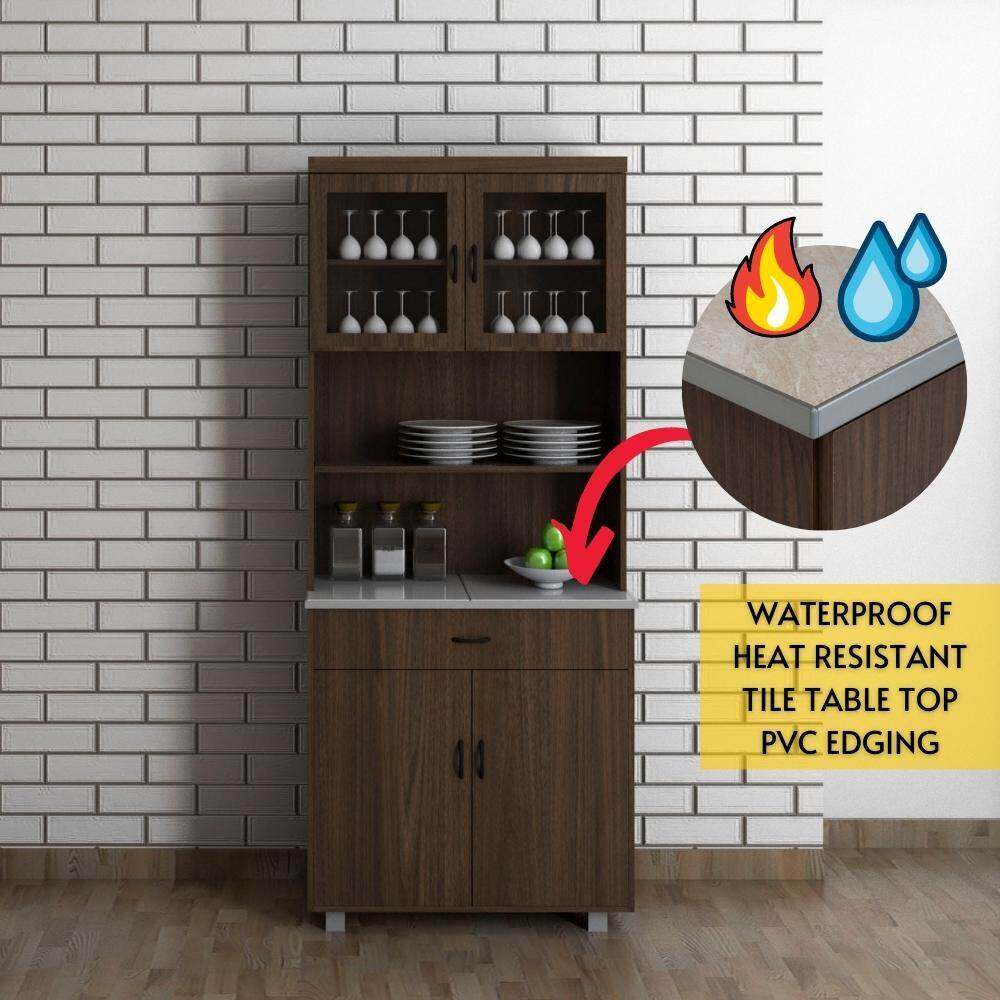 Furniture Direct FREY 80CM Tile Mosaic Top High Kitchen Cabinet Kitchen ...