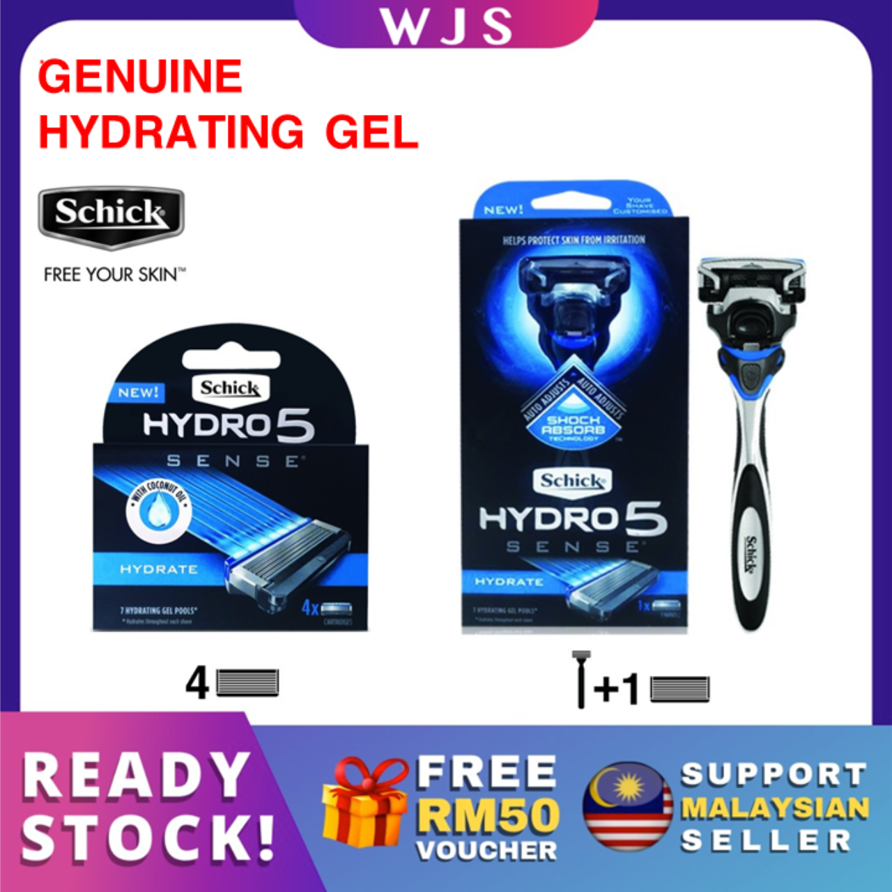 (HYDRATING GEL) WJS Schick Hydro 5 Sense Hydrate Razor Pack Hydrate ...