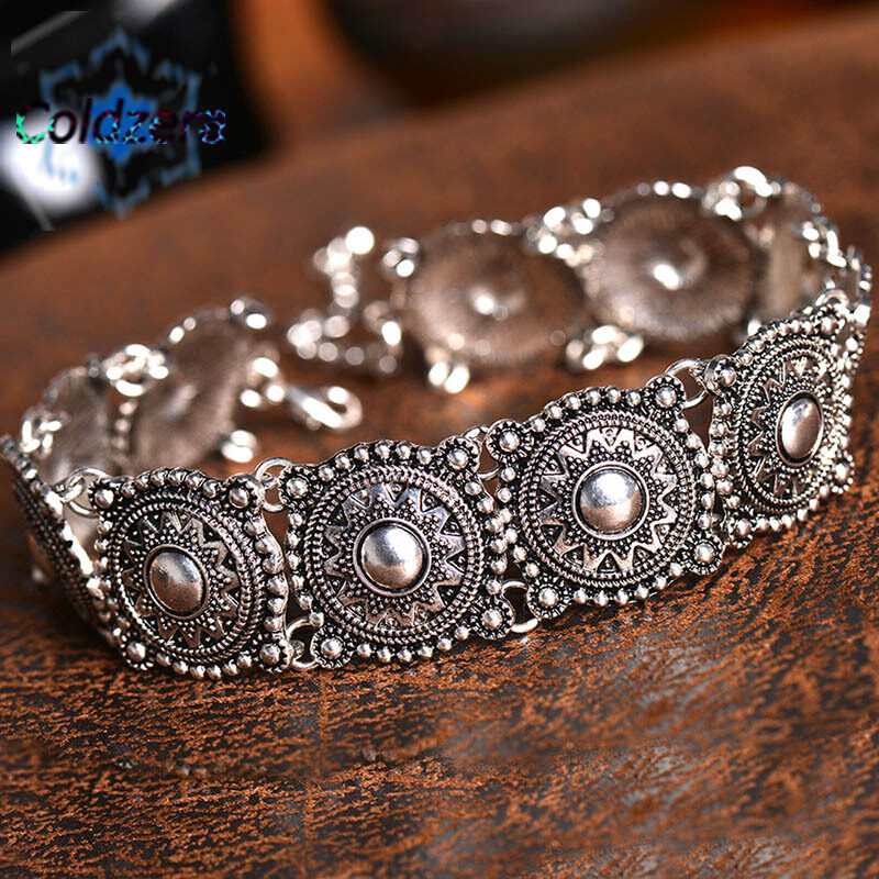 Coldzera Vintage Boho โบราณเงิน Tattoo สร้อยคอ Retro Turquoise ลูกปัด ...
