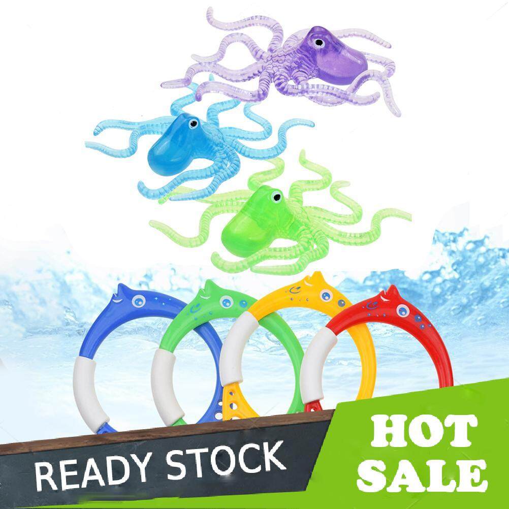 3 Pcs Diving Rings and Diving Octopuses Swimming Pool Diving Toy ...