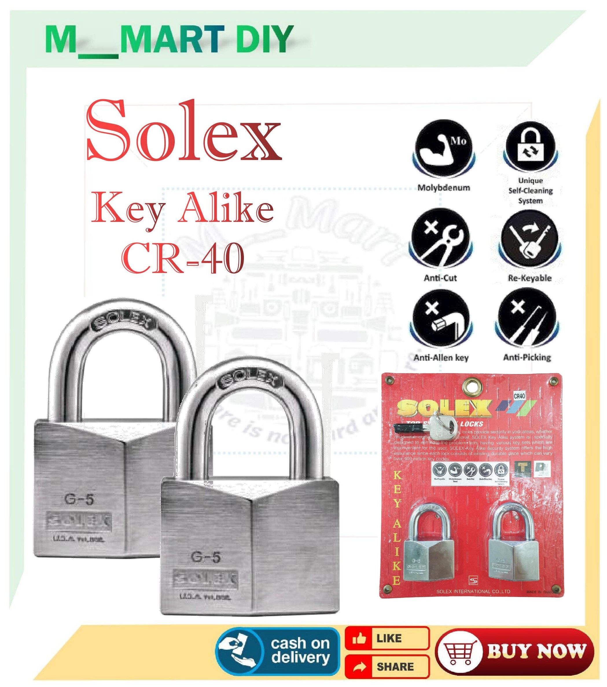 Solex Padlock 40mm G5 Padlock Key Alike System Heavy Duty Pad Lock Made ...