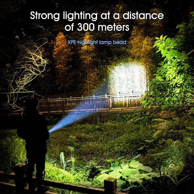Amorus Strong Light Flashlight USB Charging 100-200m Lighting Distance ...