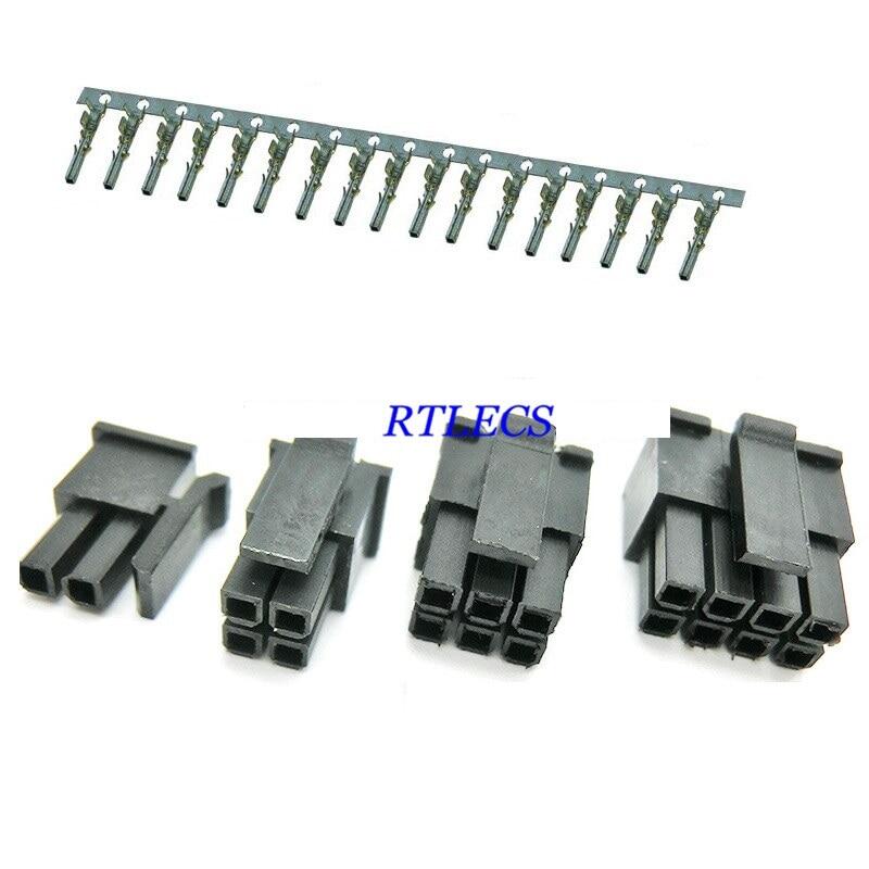 2pcs Micro-Fit 3.0 mm connector dual rows Male Housing 2x1 2Pin 4 6 8 ...