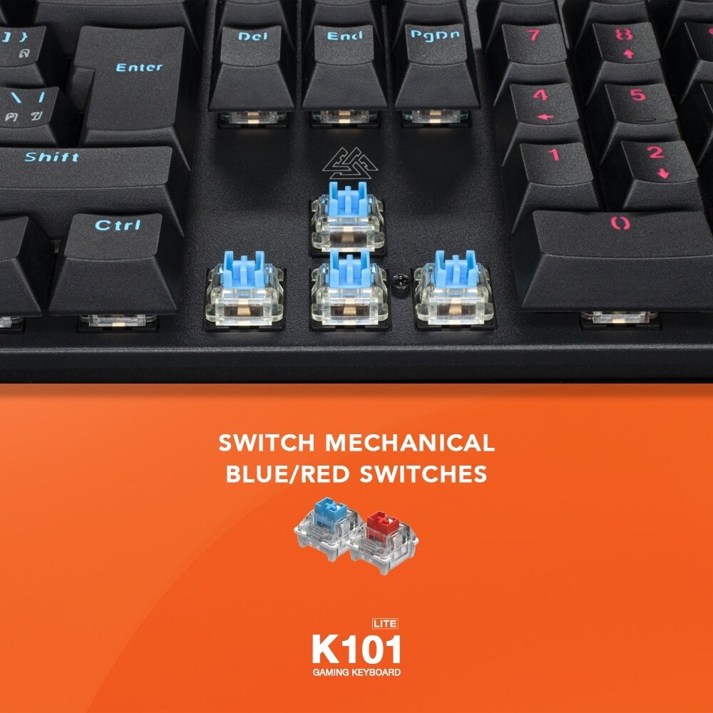 คีย์บอร์ดเกมมิ่ง EGA รุ่น K101 Lite Mini RGB mechanical blue/red ...