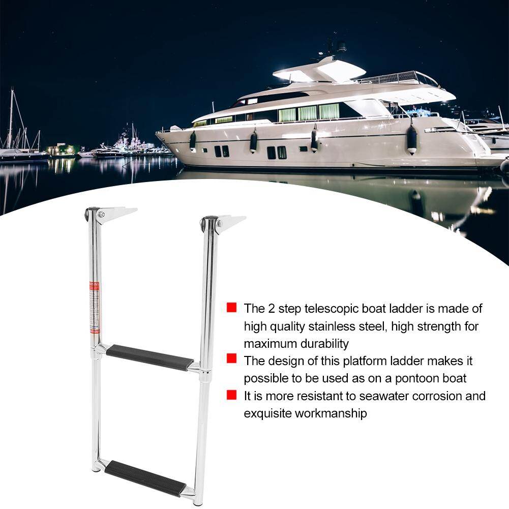 Marine 2 Step Ladder Telescopic Stainless Steel Dropped Ladder for Boat ...