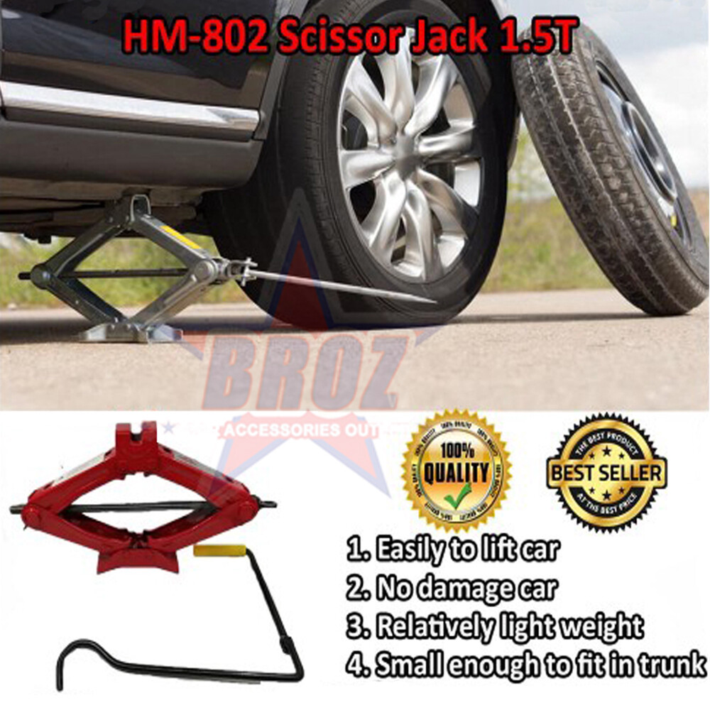 HM-802 Scissor Jack 1.5 Ton Jack Kereta Car Jack Car Accessories Garage ...