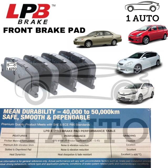 LPB e-PRO SEMI METALLIC REAR BRAKE PAD TOYOTA WISH ZNE10 ANE10 ANE11 ...