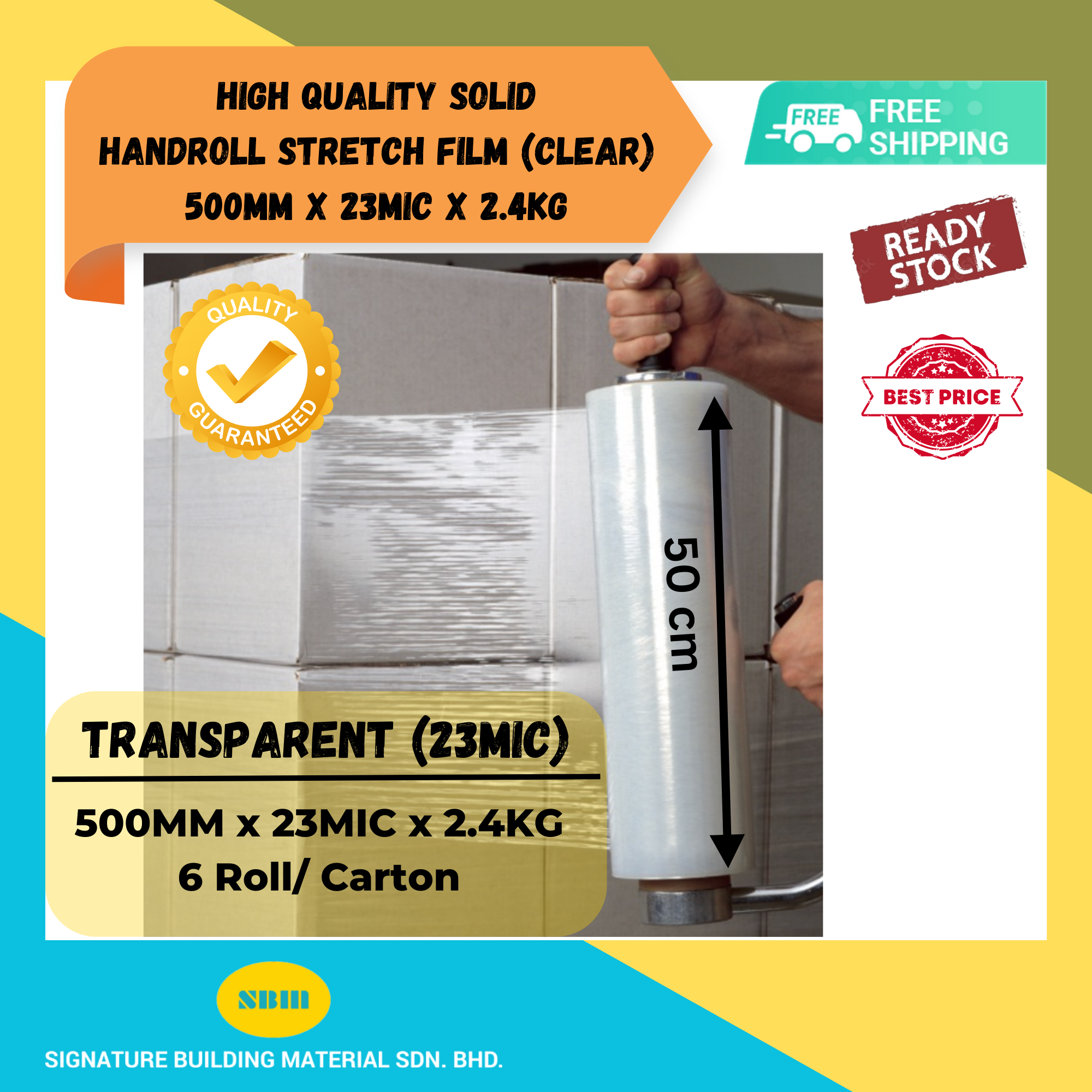 HIGH QUALITY SOLID Wrapper Handroll Stretch Film (Clear) 50cm / Cling ...