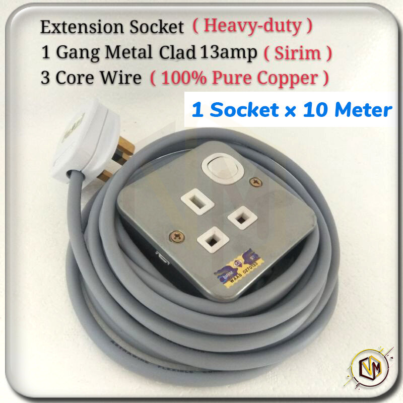 Metal Clad Switch Socket Extension 13A 1 Gang 2 Gang Outlet SIRIM Suis ...