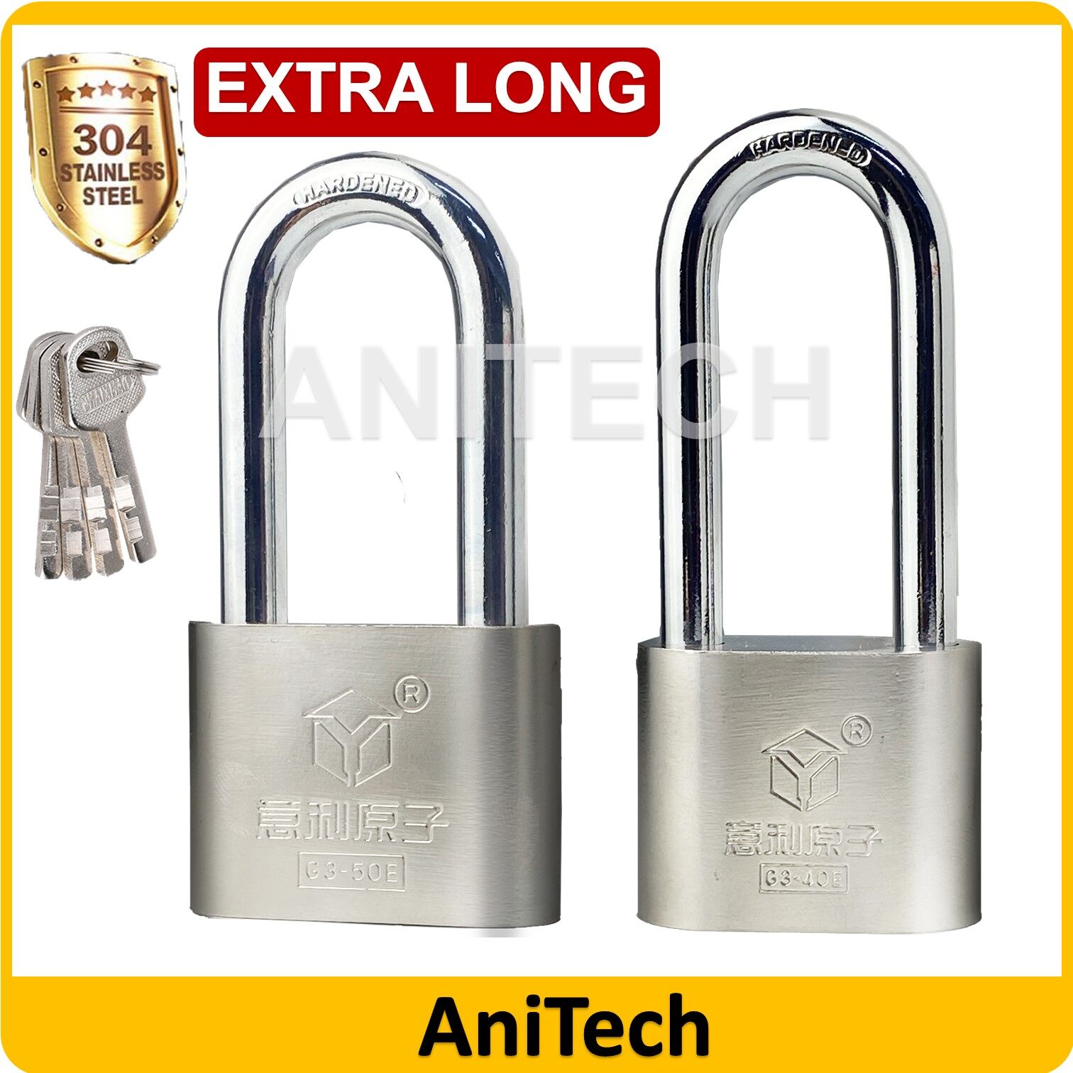 Top Security Extra Long Padlock Stainless Steel Heavy Duty Brass ...