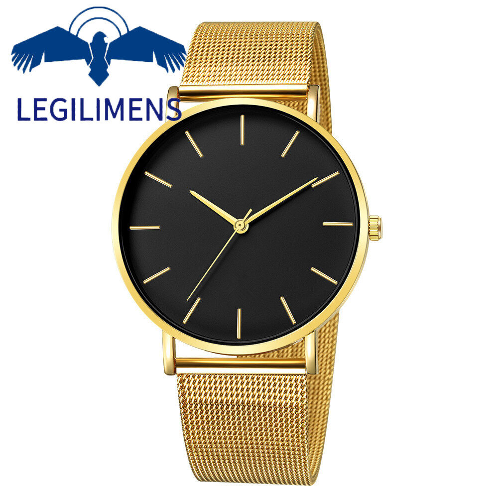 LEGILIMENS นาฬิกาควอตซ์สไตล์ลำลองสำหรับผู้ชาย,นาฬิกาตัวเรือนทำจากสเตนเล ...