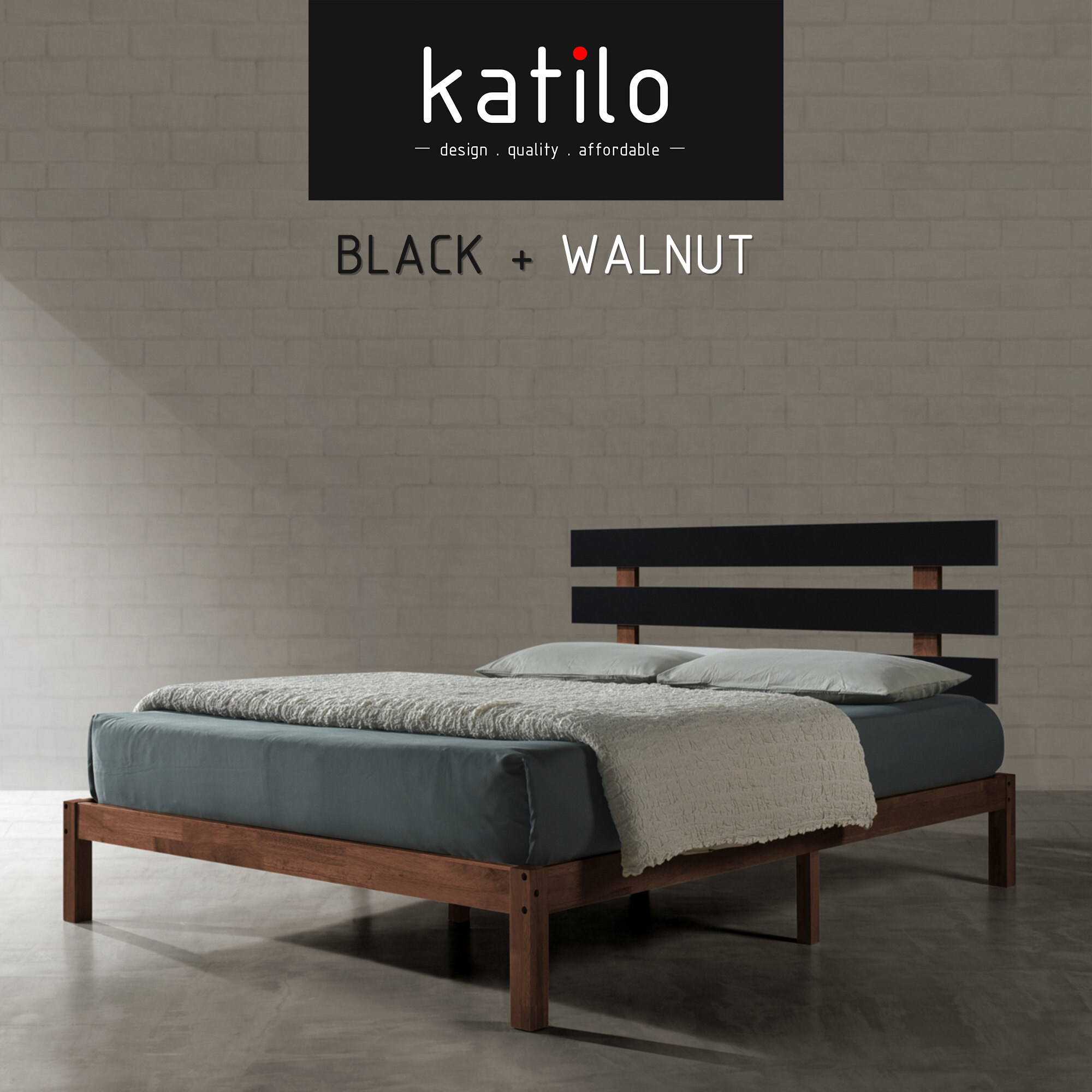 KIRA Solid Wood Bed / Queen Bed / Single Bed / Bed Frame / Katil Kayu ...
