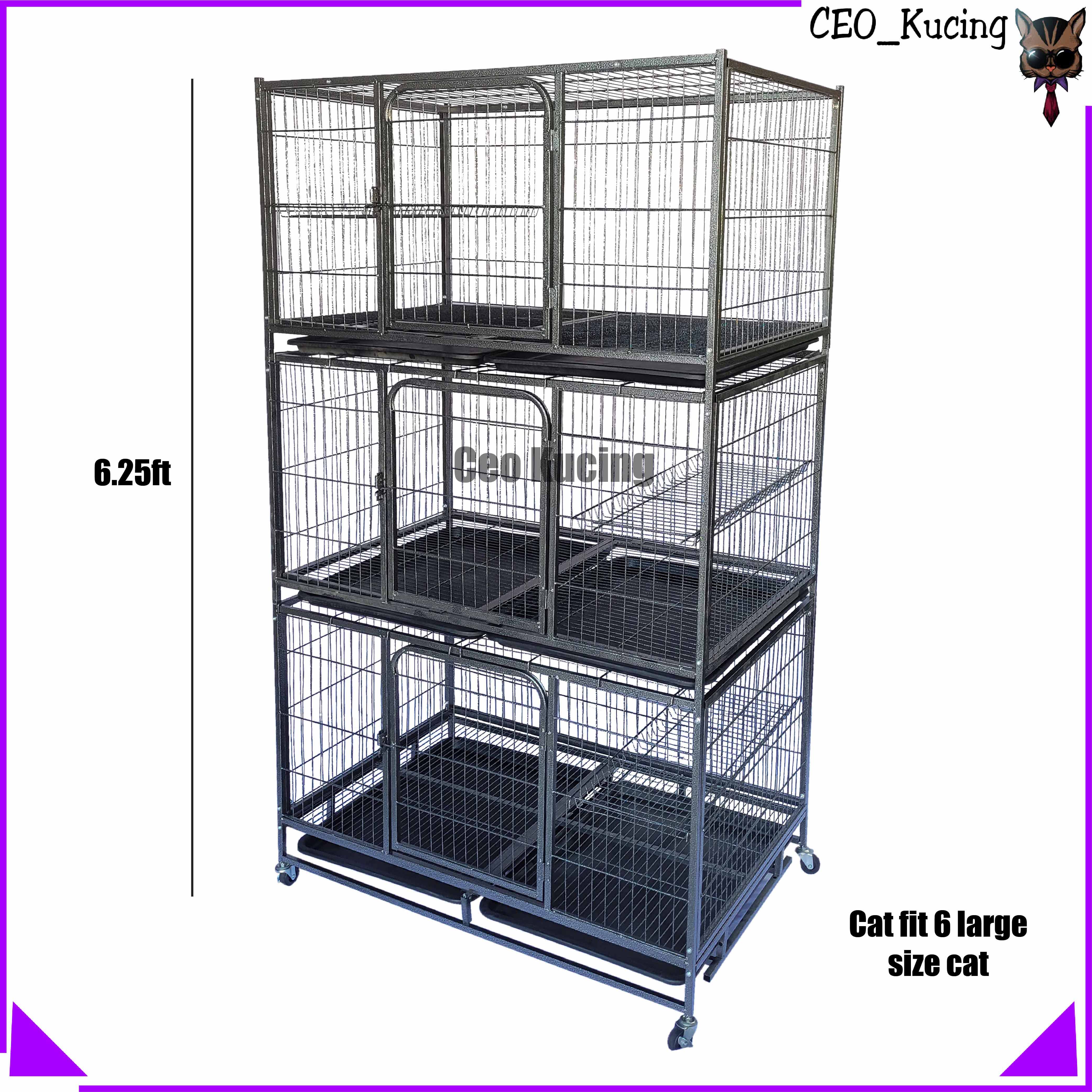 (EXTRA LARGE) 3 level Cat Cage/ Sangkar Kucing Besar 3 Tingkat [43"(L ...