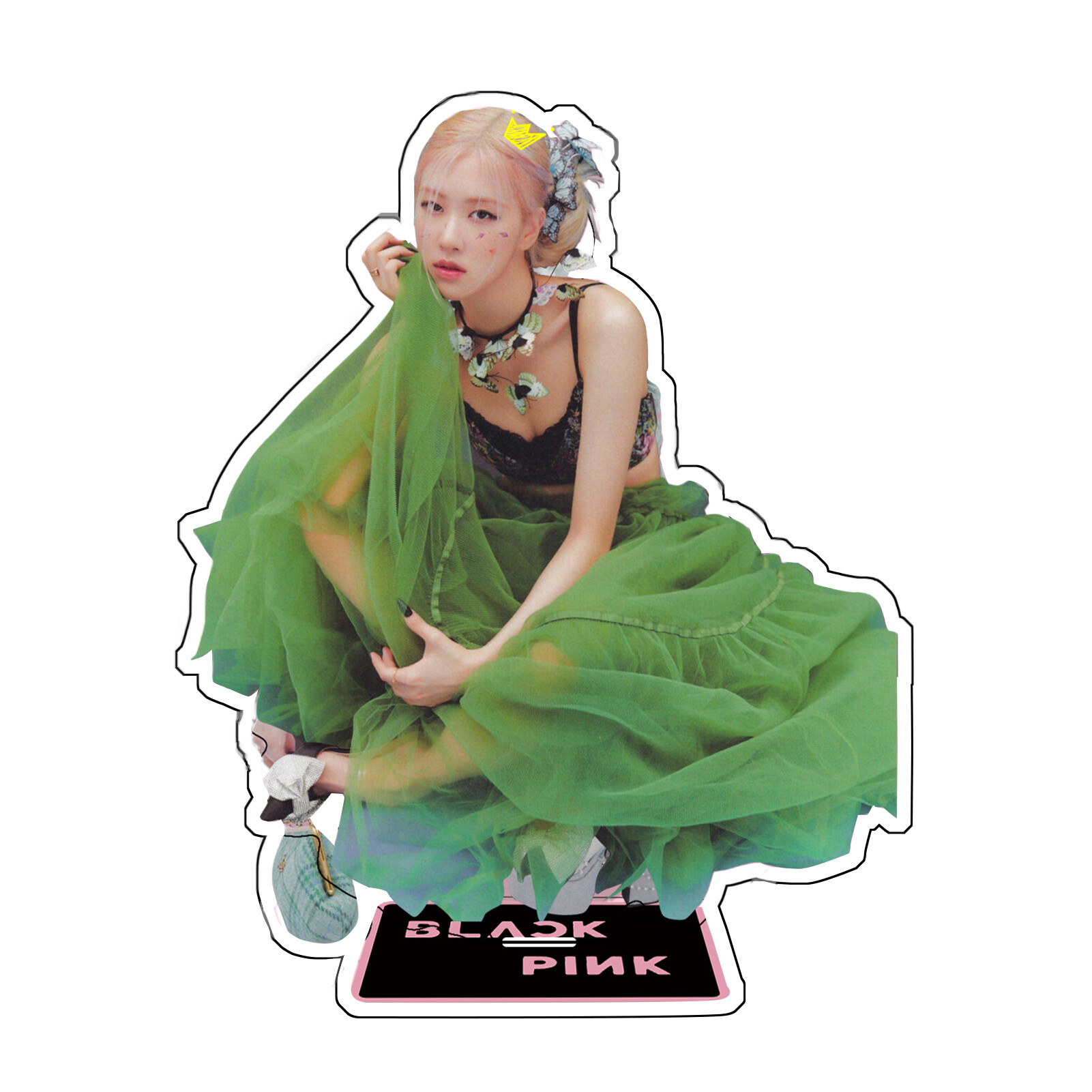 สีดำสีชมพู Standee Lisa Jennie Rose รูปภาพอะคริลิคขาตั้งเดสก์ท็อปตกแต่ง ...
