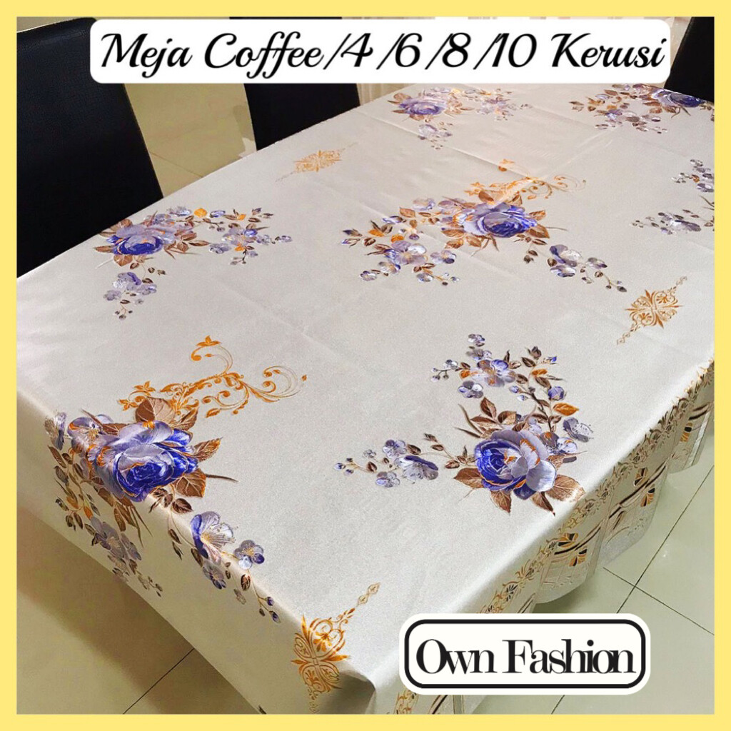 Lapik Meja Korea Warna Silver Corak Bunga Alas Meja Waterproof ( Meja ...