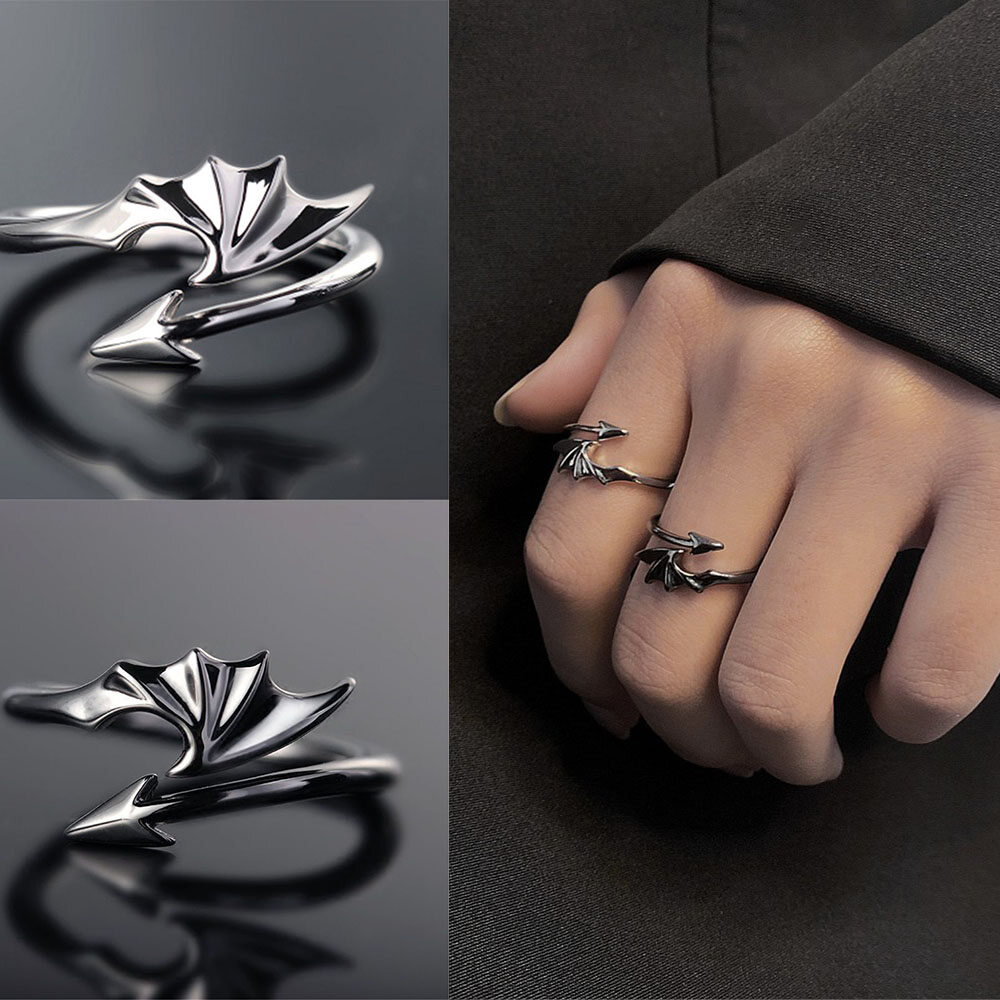 【M-ZONE8】Punk Gothic Stainless Steel Devil Dragon Ring Open Adjustable ...