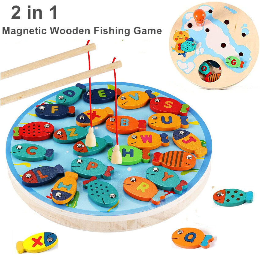 Moulty Magnetic Fishing Game Toddler Wooden Toys Preschool Alphabet ...