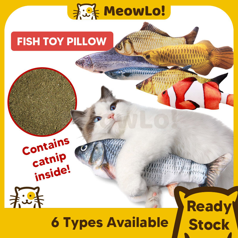 MeowLo Cat Fish Toy 3D Artificial Catnip Stuffed Toy Plush Pillow Fish ...