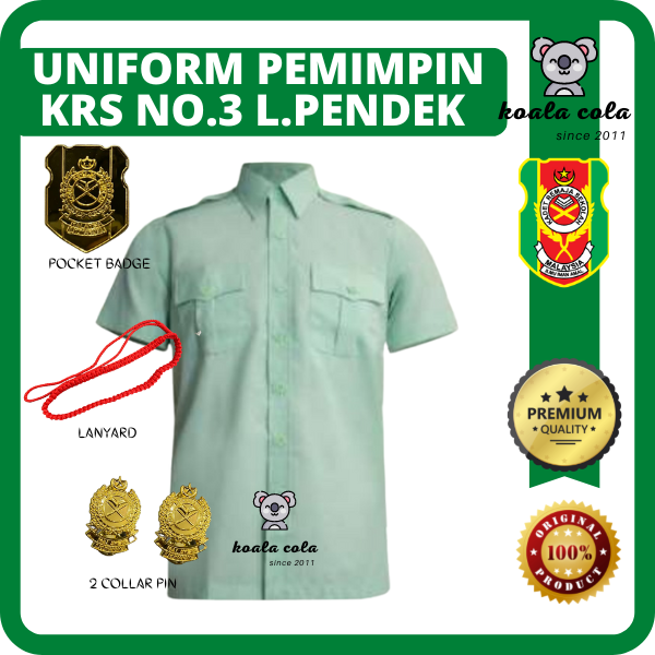 BAJU UNIFORM KRS PEMIMPIN NO.3 LENGAN PENDEK SET (LANYARD, COLLAR PIN ...