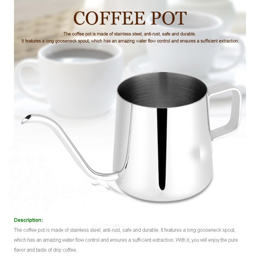 [Ready Stock] 350ml/600ml 304 Stainless Steel Long Narrow Spout Coffee ...