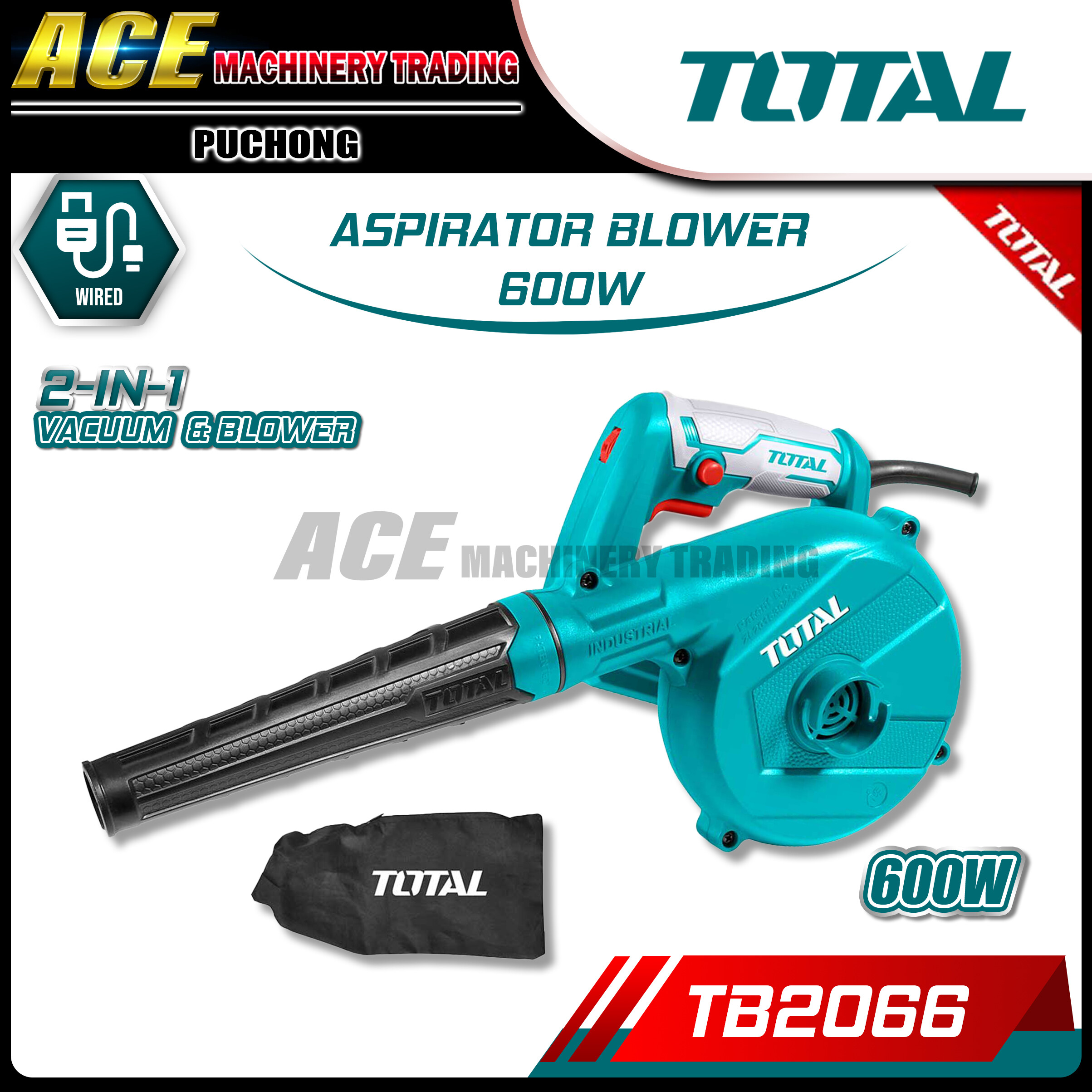 [ TOTAL ] Aspirator Blower 600W TB2066 2in1 Vacuum & Blower | Lazada
