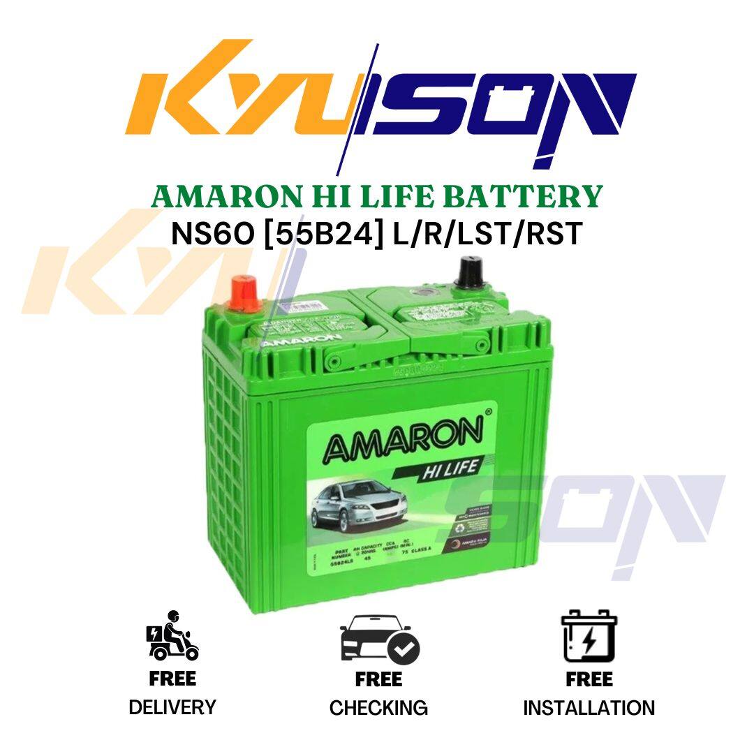 [Installation Provided] 55B24L | Amaron Hi Life Car Battery Bateri Kereta | Waja Vios Civic ...